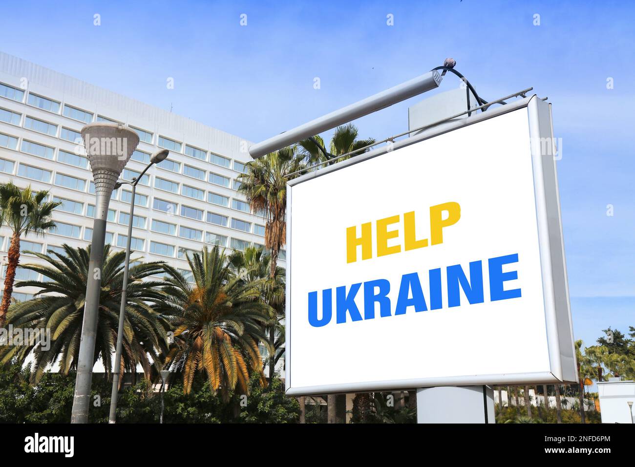 Help Ukraine billboard sign. Anti-war pro-Ukraine city poster Stock ...