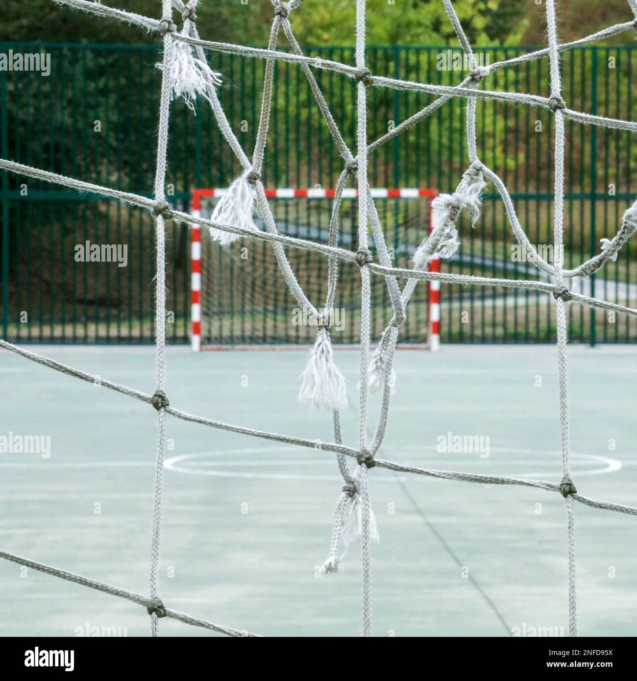 old soccer goal sports equipment Stock Photo - Alamy