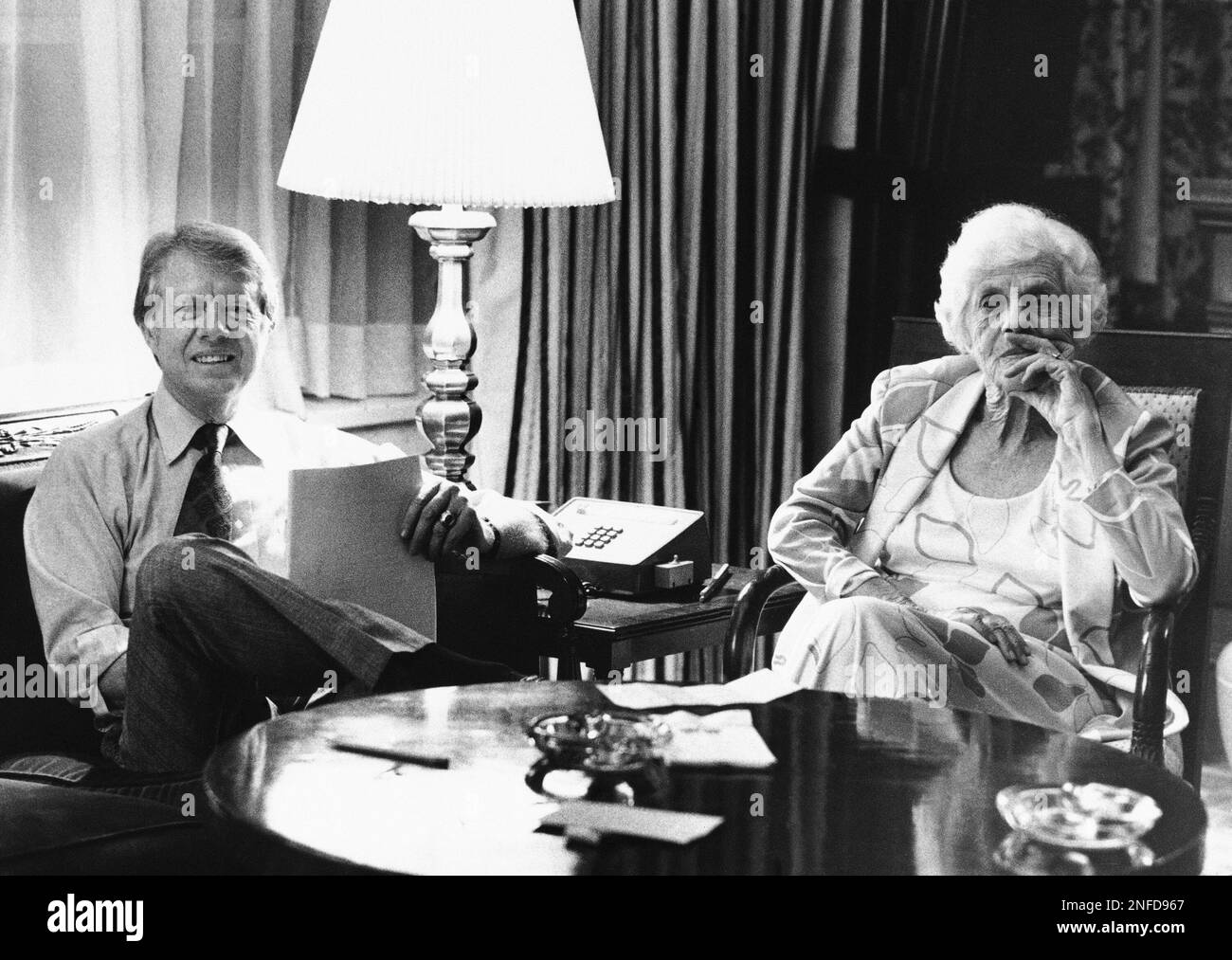 Jimmy Carter and his mother Lillian, view the proceedings at the ...