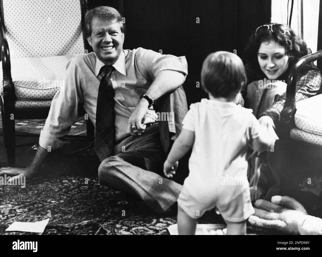 Jimmy Carter watches the Democratic National Convention on television ...