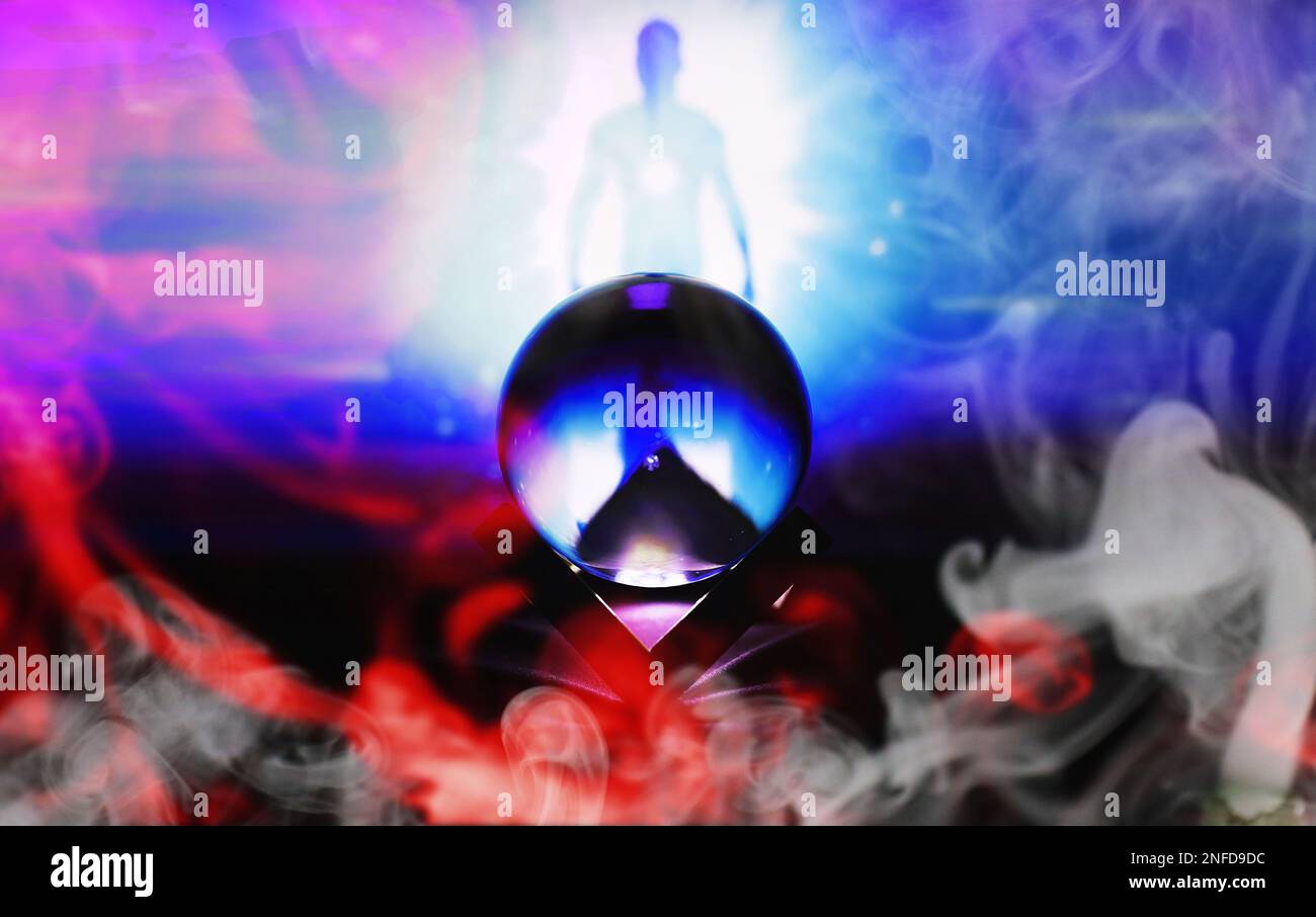 Milky way in magic sphere,Fortune teller,mind power concept. magic ball ...