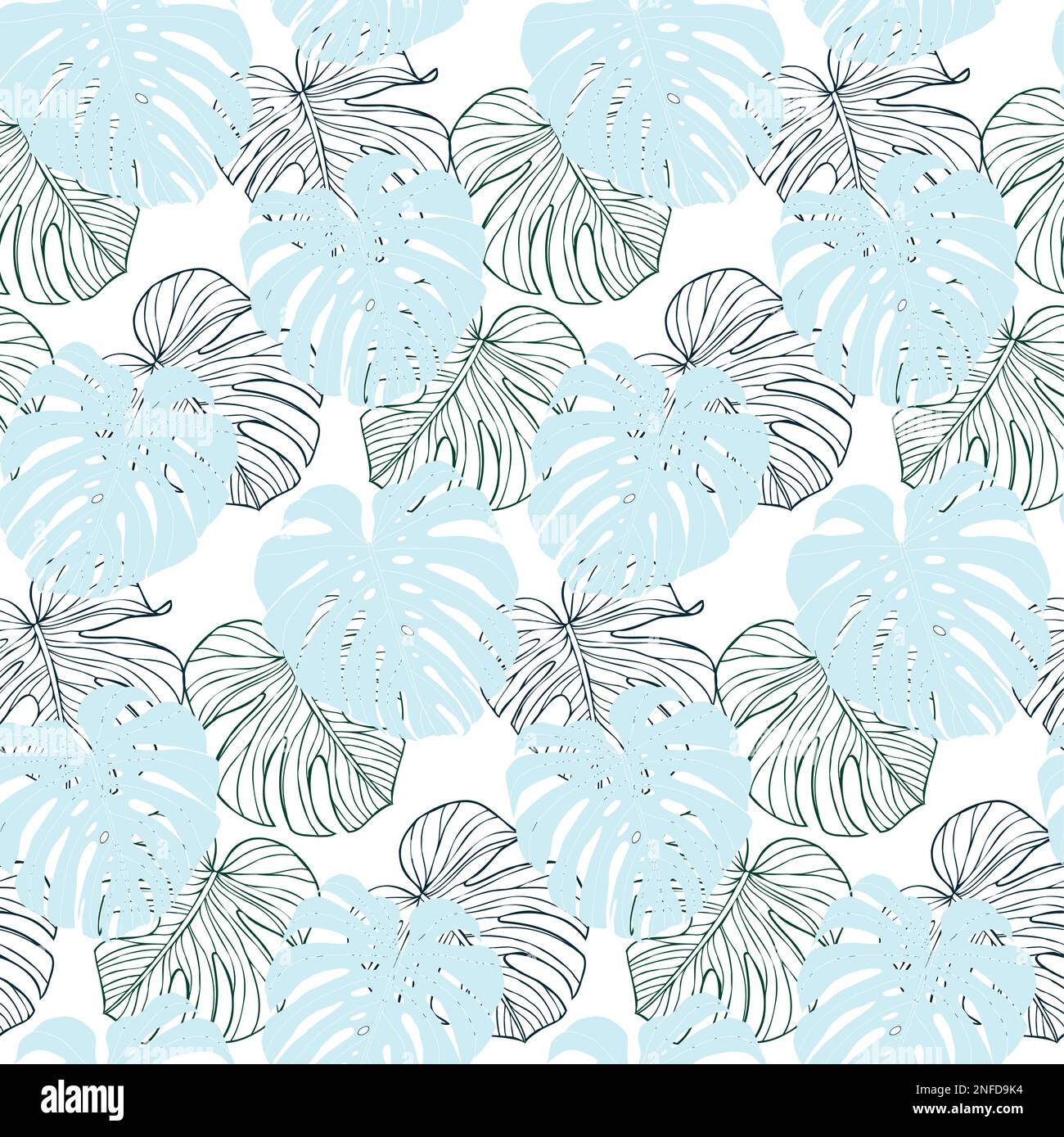 Monstera Leaves Seamless Pattern For Textile Or Wallpapers Vector