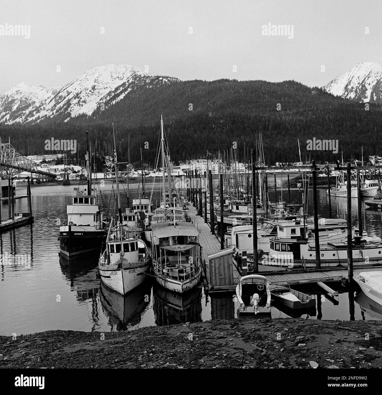 Juneau's fishing boat and private yacht harbor lies at the edge of the ...