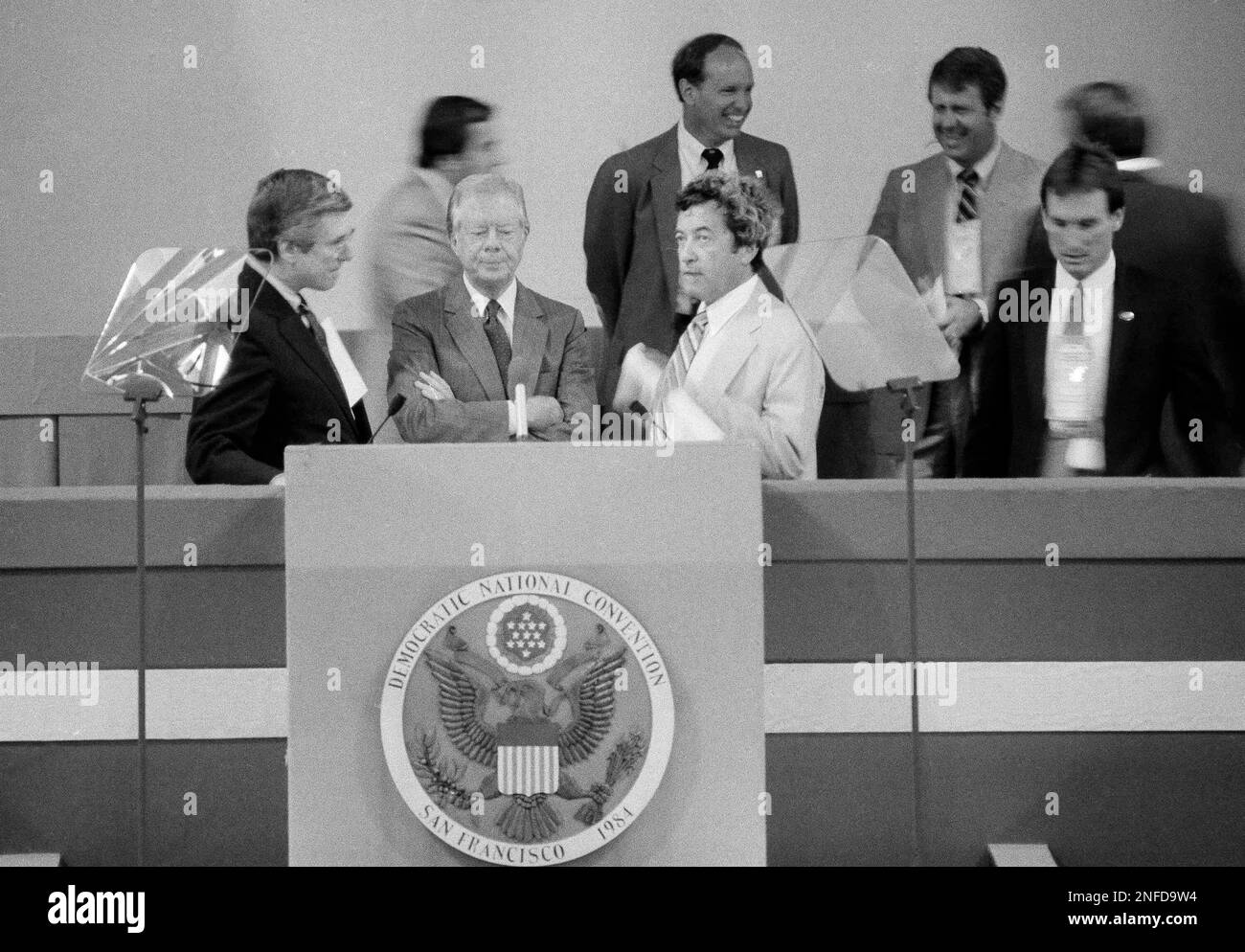 Former President Jimmy Carter center, strikes a pensive pose as he ...