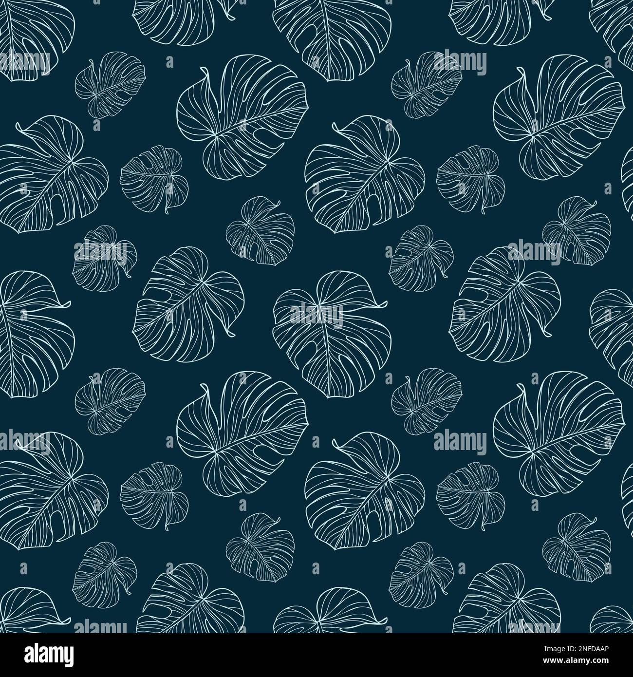 Monstera Leaves Seamless Pattern For Textile Or Wallpapers Vector