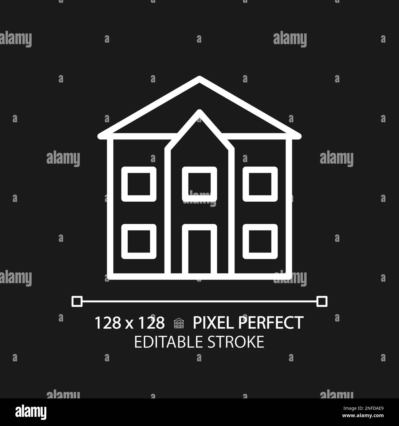 Detached house pixel perfect white linear icon for dark theme Stock ...