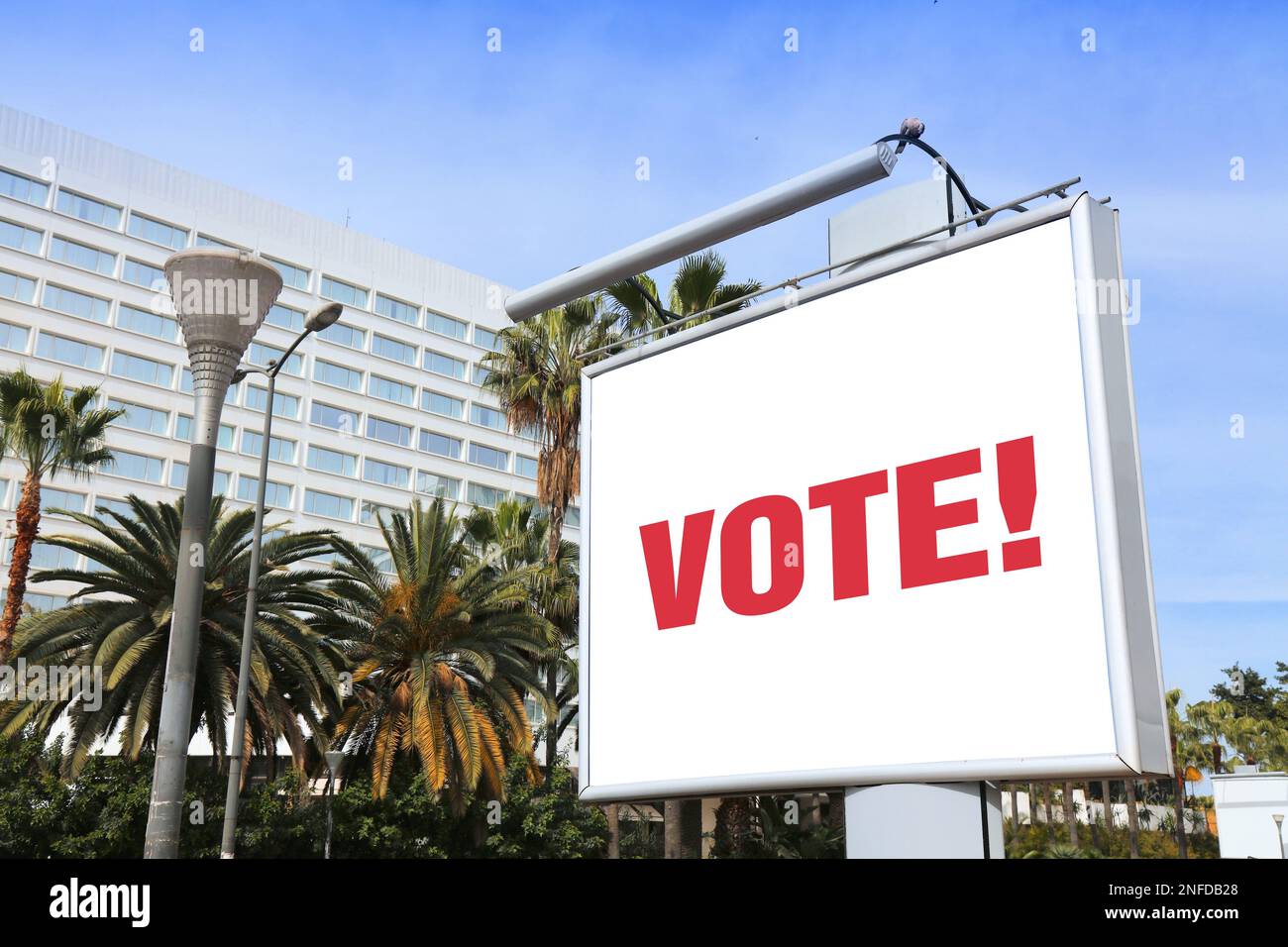 Vote billboard sign. Election voting promotion city poster Stock Photo ...