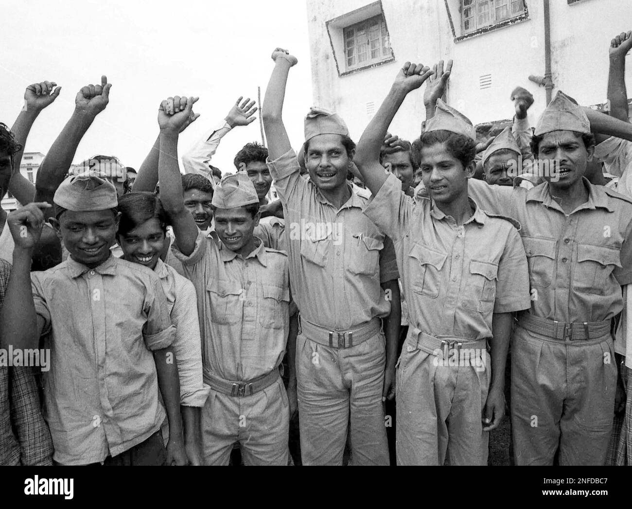Sheikh Rahman's rebel Bengali Liberation Army troops chant 'Joi Bangla ...