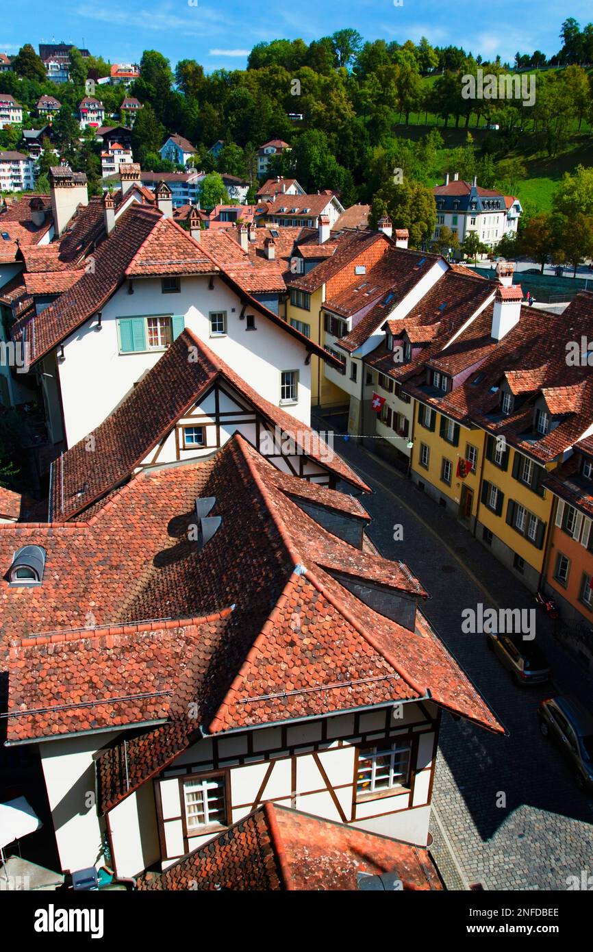 Roofs and houses of the historical part of the city of Bern in ...