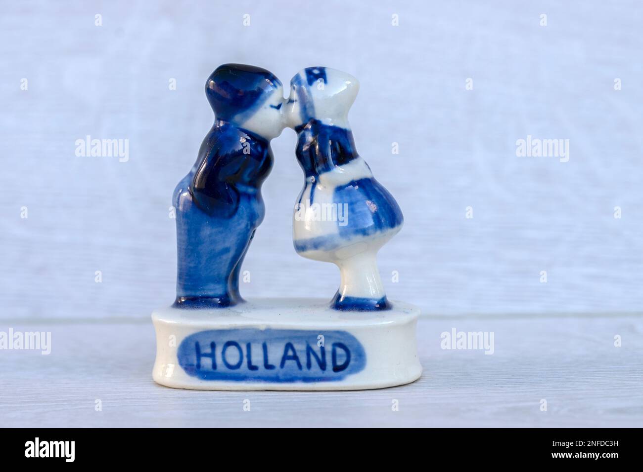 Close Up Delft Blue Kissing Girl And Boy Souvenir At Amsterdam The ...