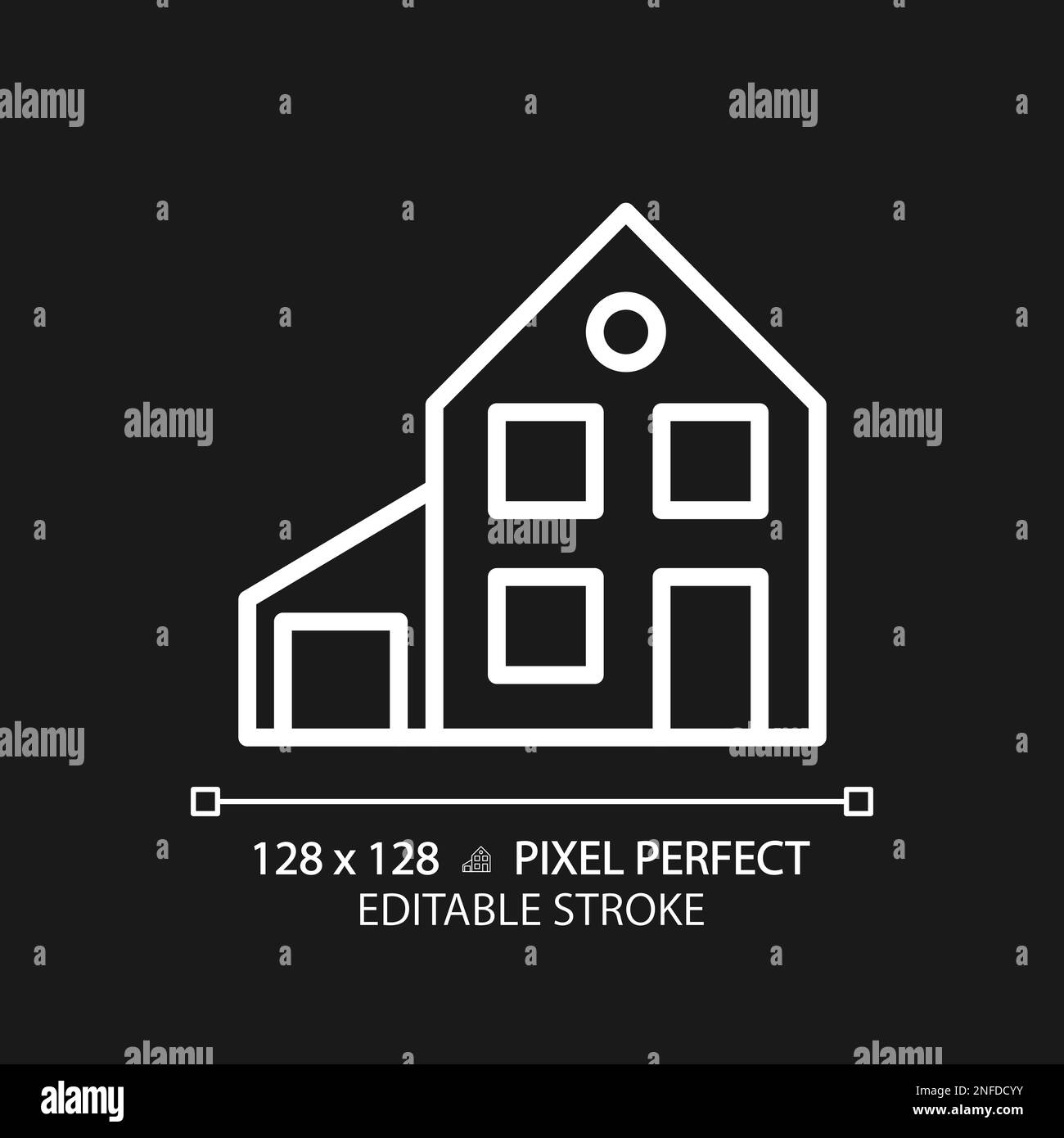 Simple house with garage pixel perfect white linear icon for dark theme ...