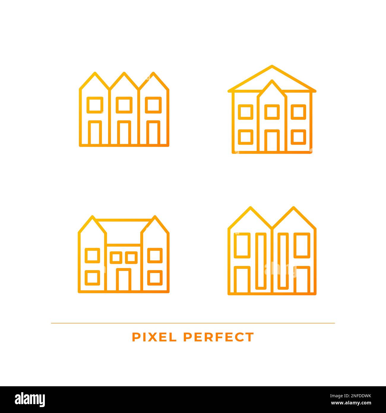 Luxury Houses Pixel Perfect Gradient Linear Vector Icons Set Stock