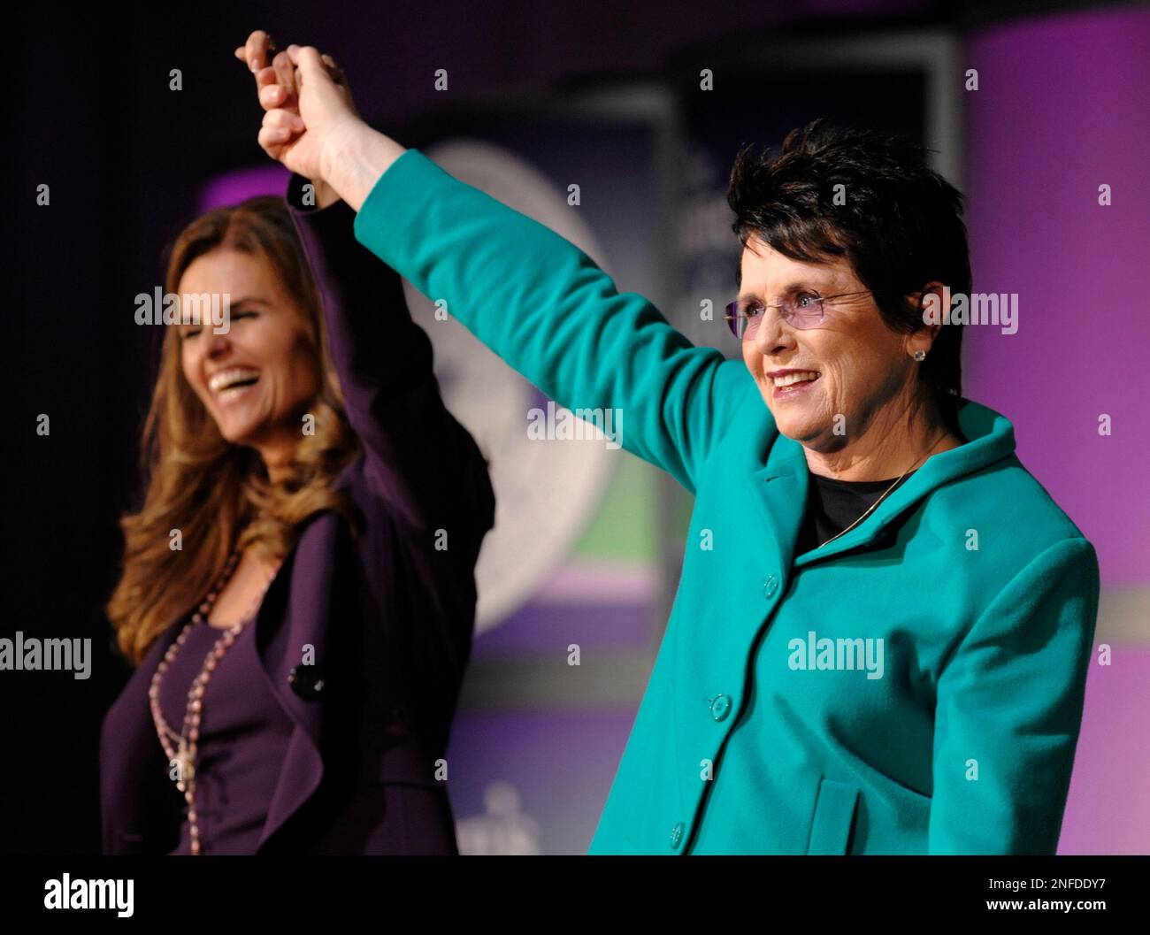 Billie Jean King, right, joins hands with California First Lady Maria ...