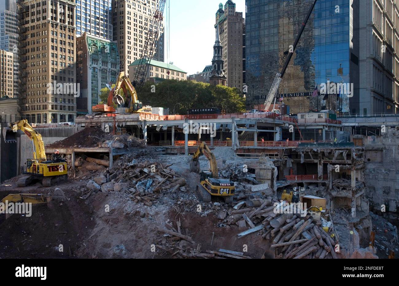 Demolition of the former PATH commuter rail station continues in the ...