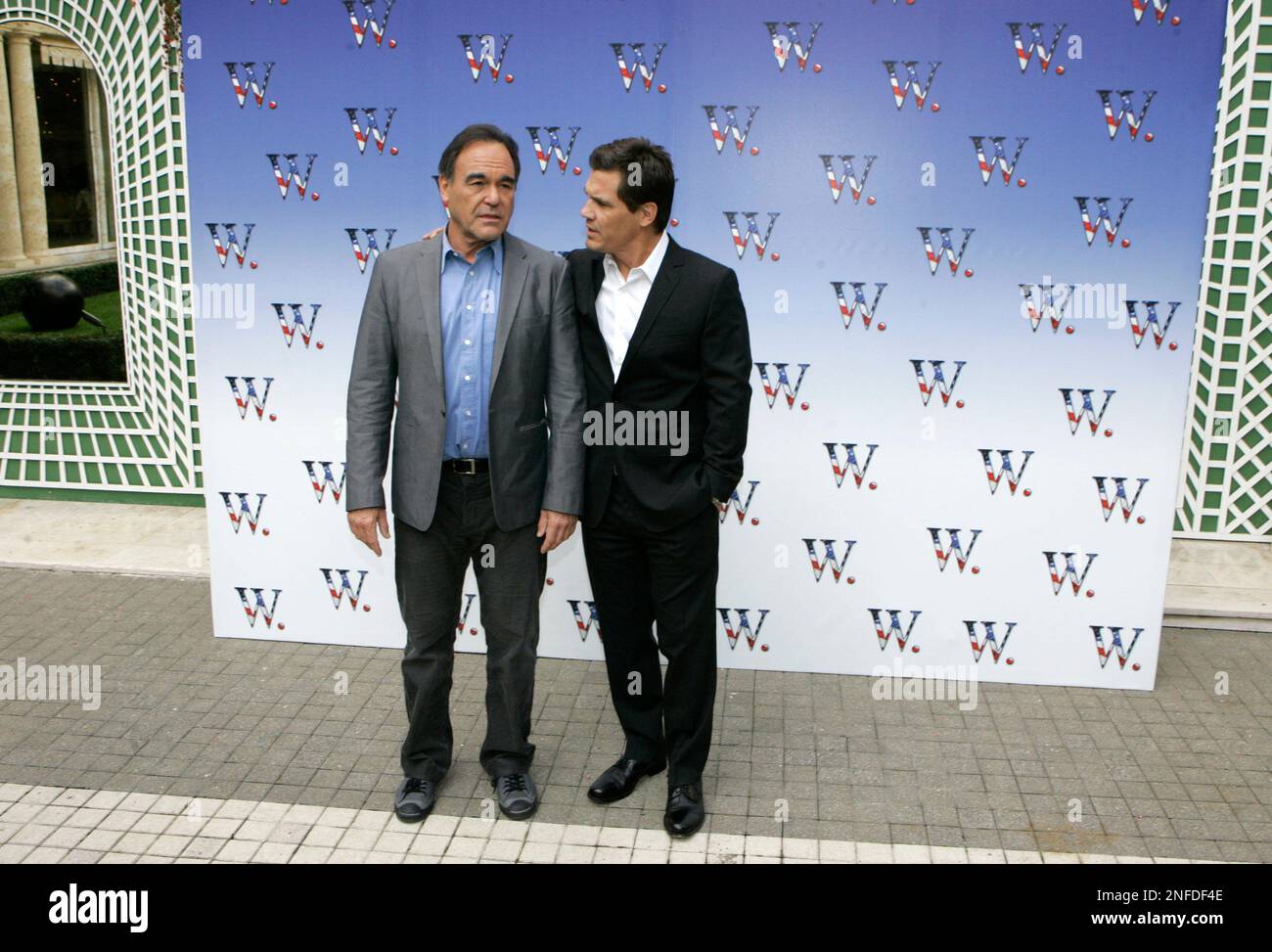 U.S. actor Josh Brolin, right, and film director Oliver Stone pose as ...