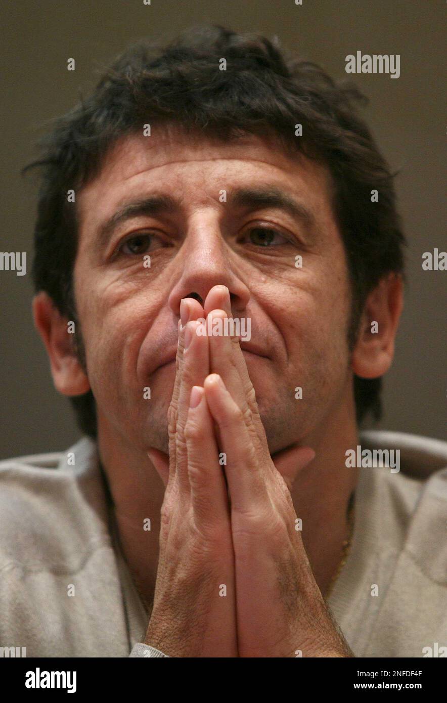 French singer Patrick Bruel during a press conference in Paris ...