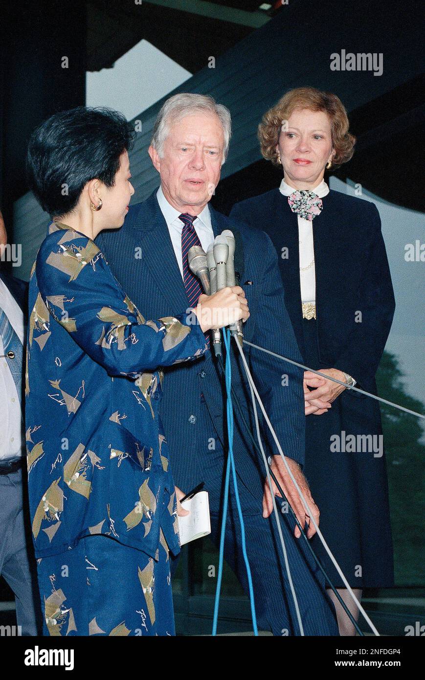 Former U.S President Jimmy Carter gives his comment to Japanese media ...