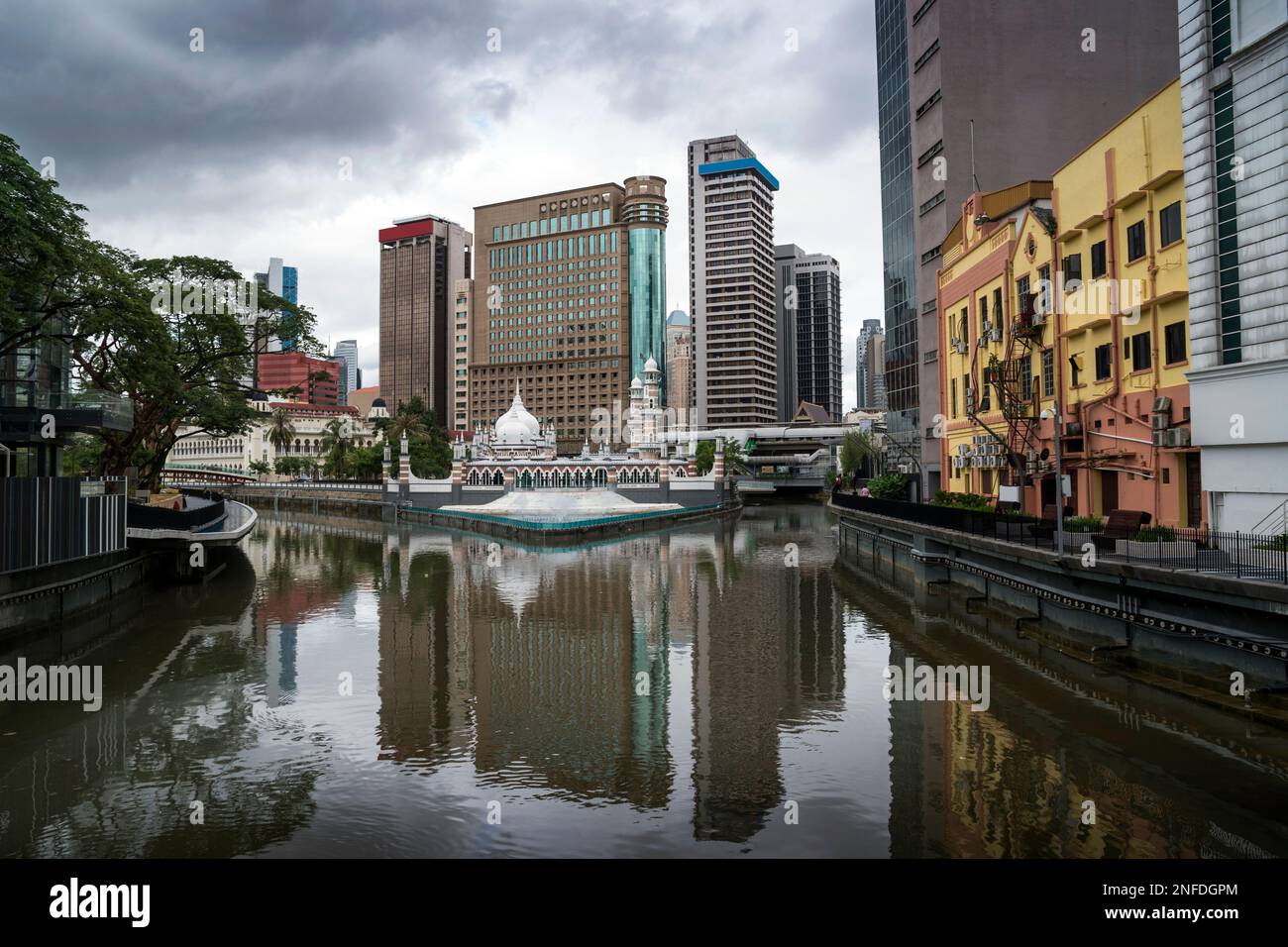 Kuala Lumpur Panorama with Jamek Mosque reflected in Klang and Gombak ...