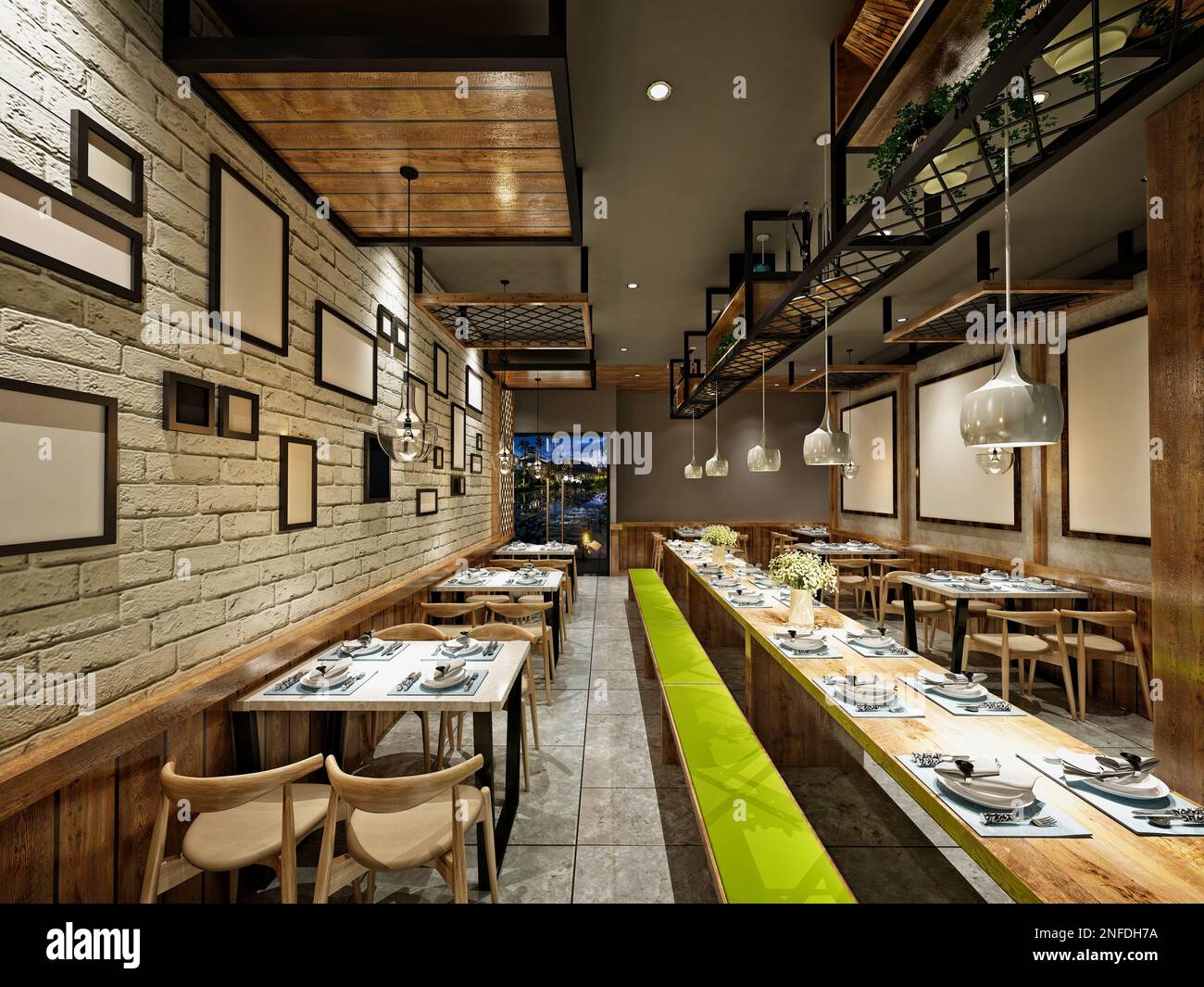 3d render of cafe restaurant Stock Photo - Alamy