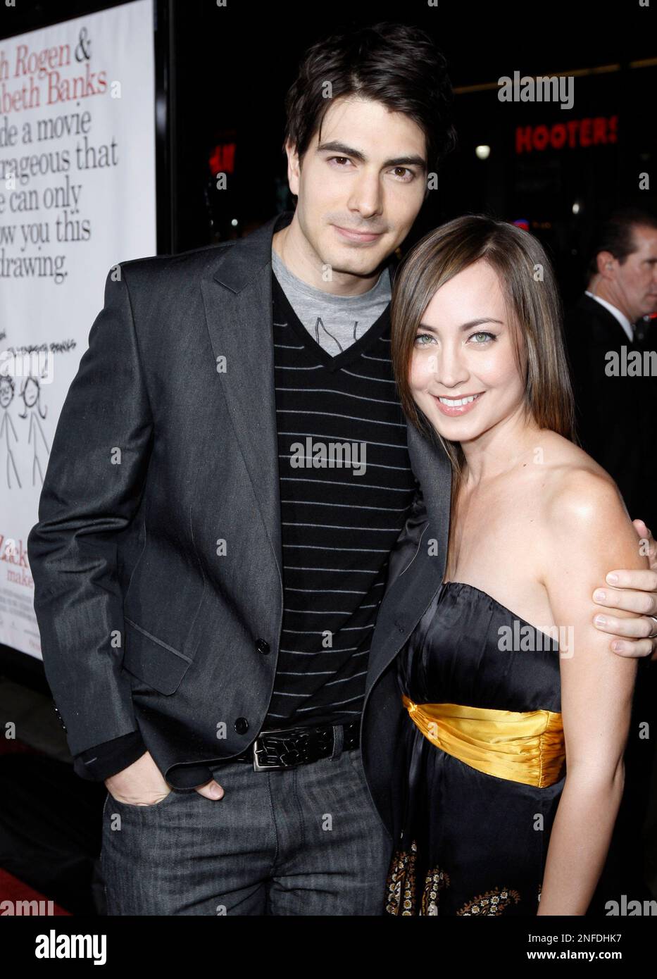 Brandon Routh, left, and Courtney Ford arrive at the premiere of "Zach ...