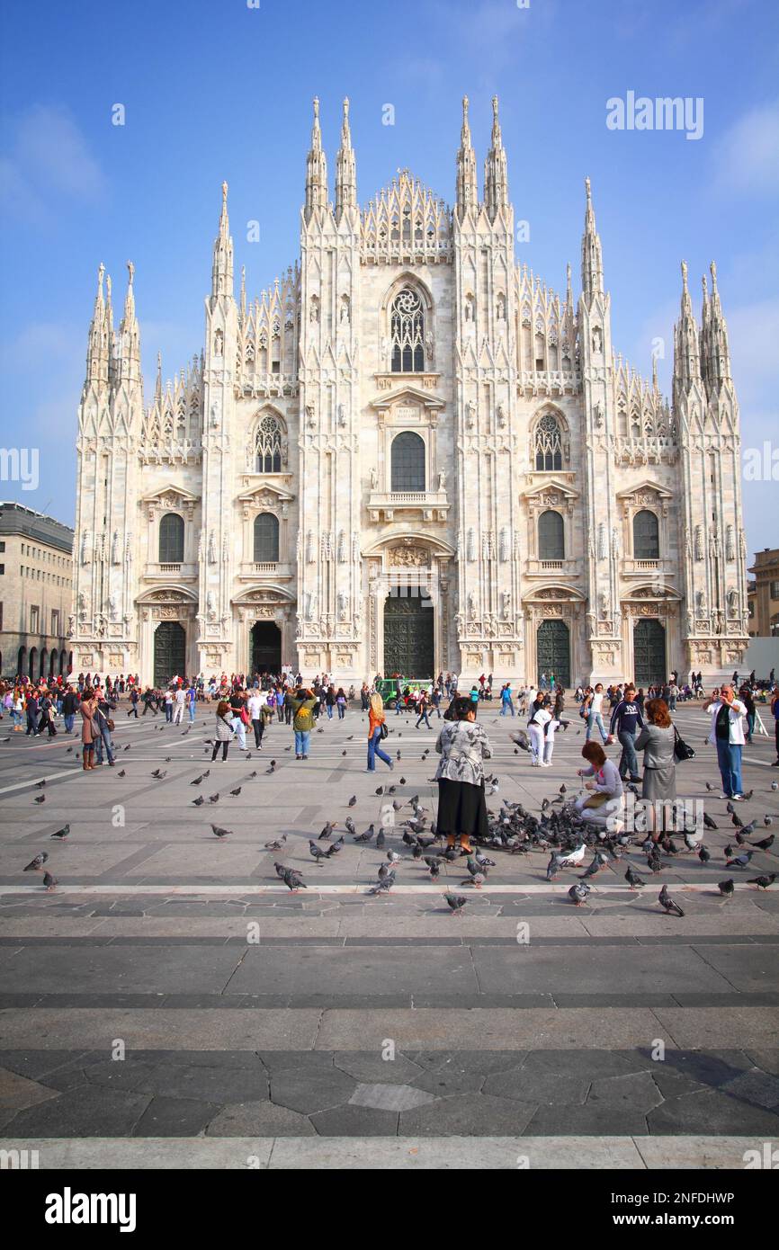 MILAN, ITALY - OCTOBER 6, 2010: People visit Duomo Square in Milan ...
