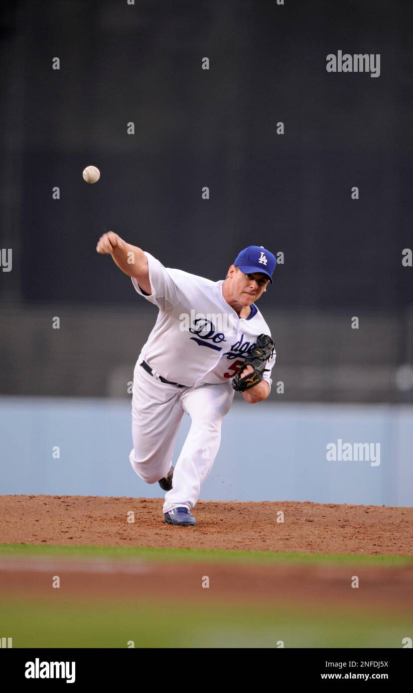 Los Angeles Dodgers Chad Billingsley #58 in action against the ...