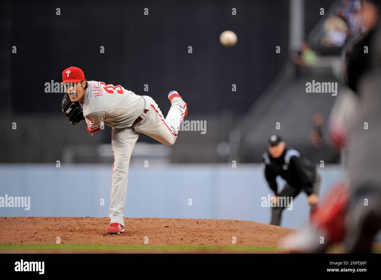 Philadelphia Phillies Cole Hamels pitches against the Los Angeles ...