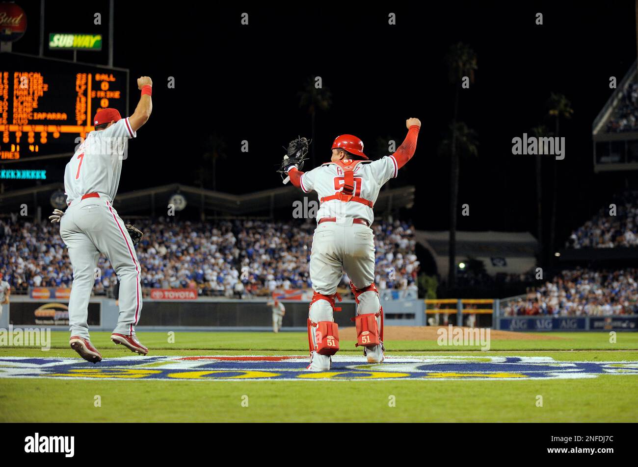 Philadelphia Phillies Carlos Ruiz #51 celebrates after catching the ...