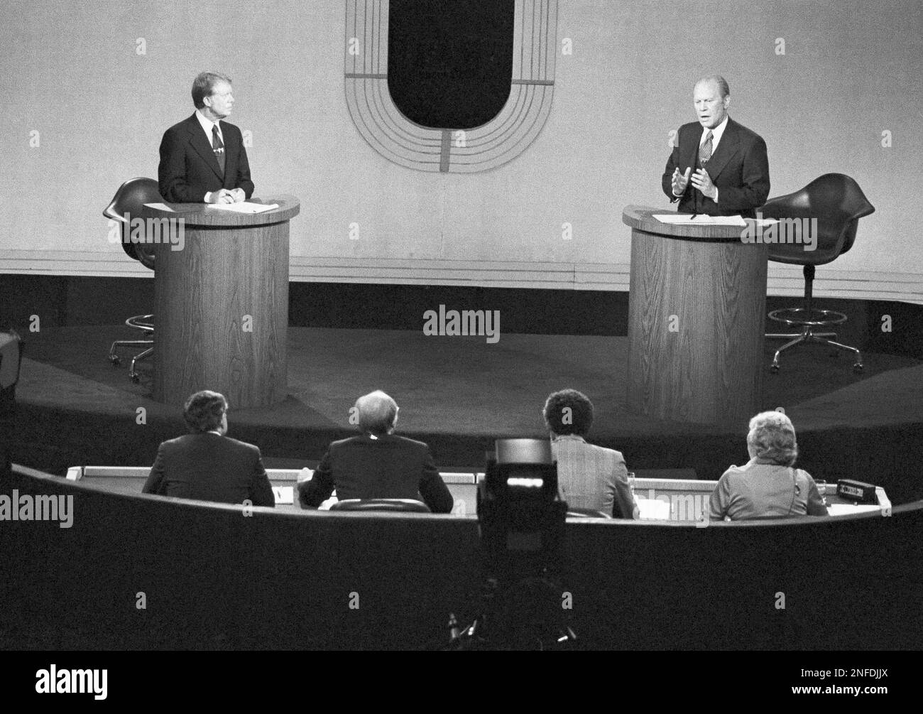President Gerald Ford, right, emphasizes a point during his second ...