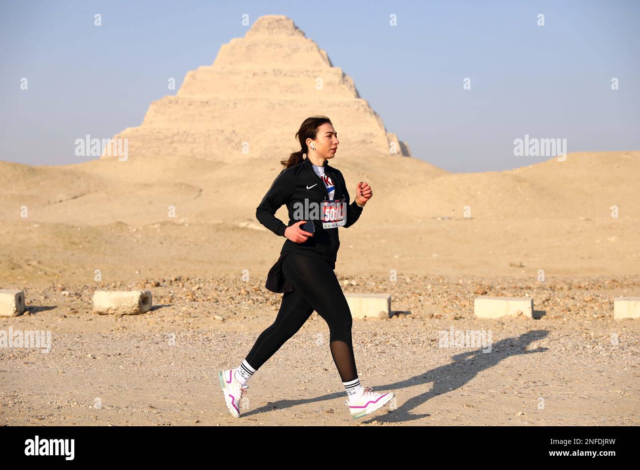 Saqqara, Egypt. 17th Feb, 2023. A runner participates in the Saqqara ...
