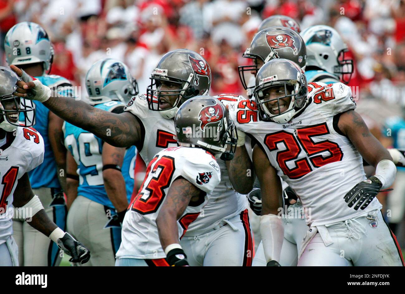Tampa Bay Buccaneers cornerback Aqib Talib (25) celebrates a turnover ...