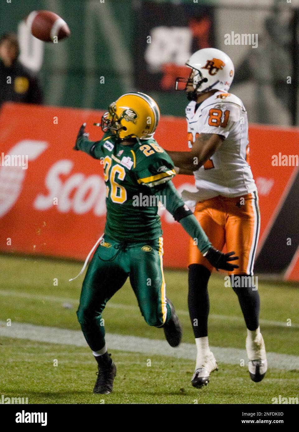 Edmonton Eskimos' Jordan Younger, left, can't stop BC Lions' Geroy ...