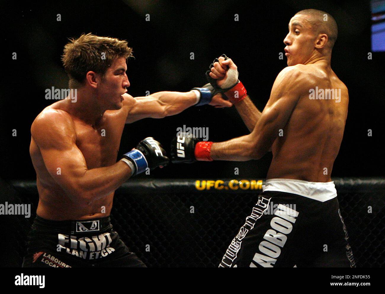 Terry Etim, right, in action against Sam Stout during UFC 89 at the ...