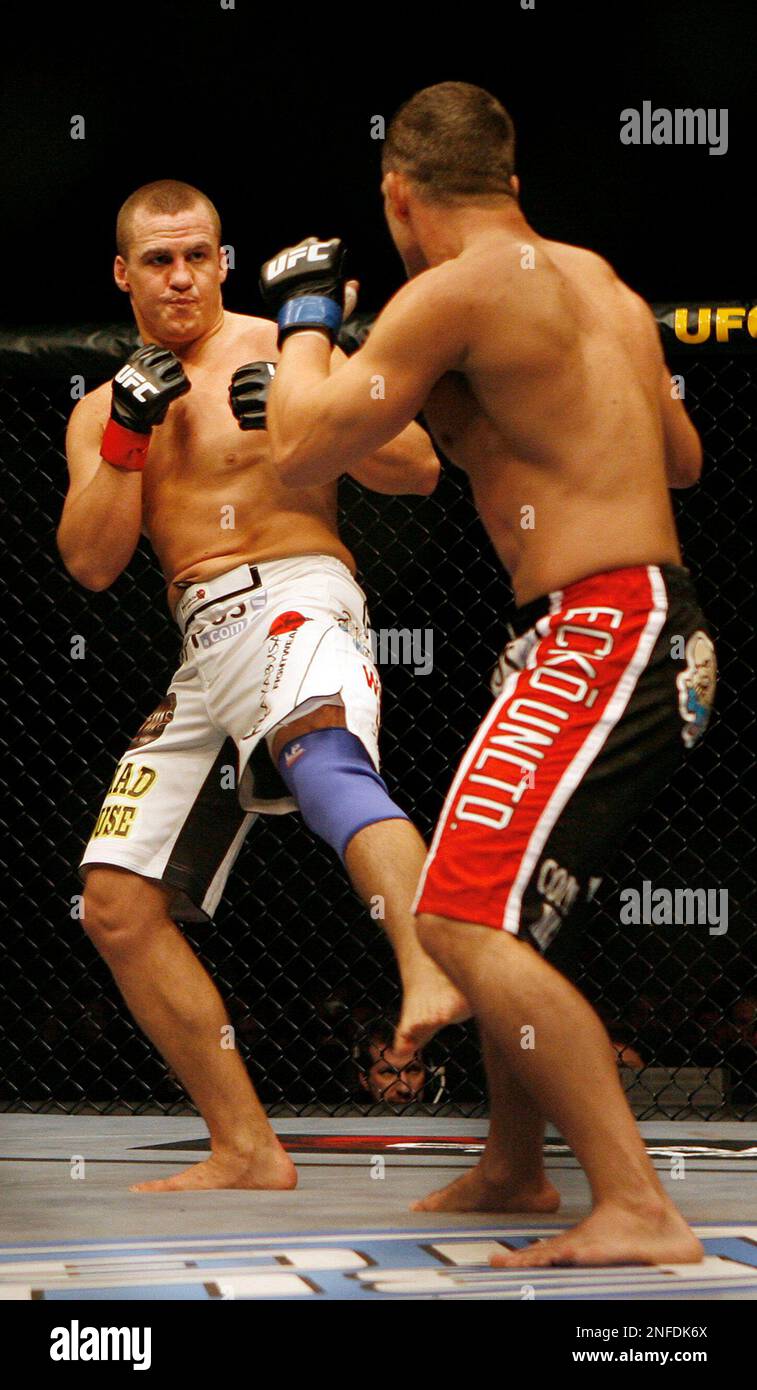 Paul Kelly, left, in action against Marcus Davis during UFC 89 at the ...