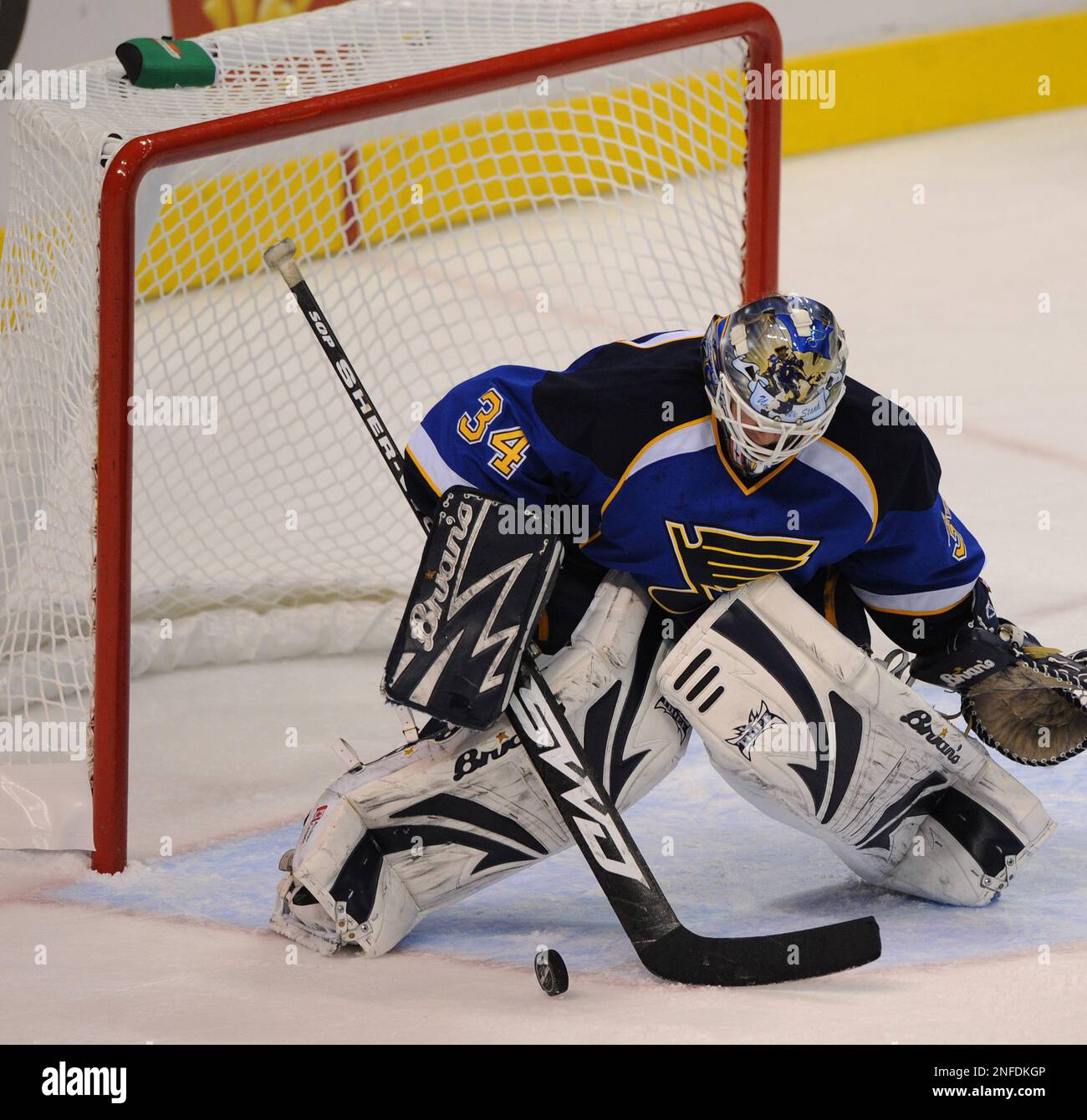 St. Louis Blues' Manny Legace blocks a shot against the Dallas Stars in ...