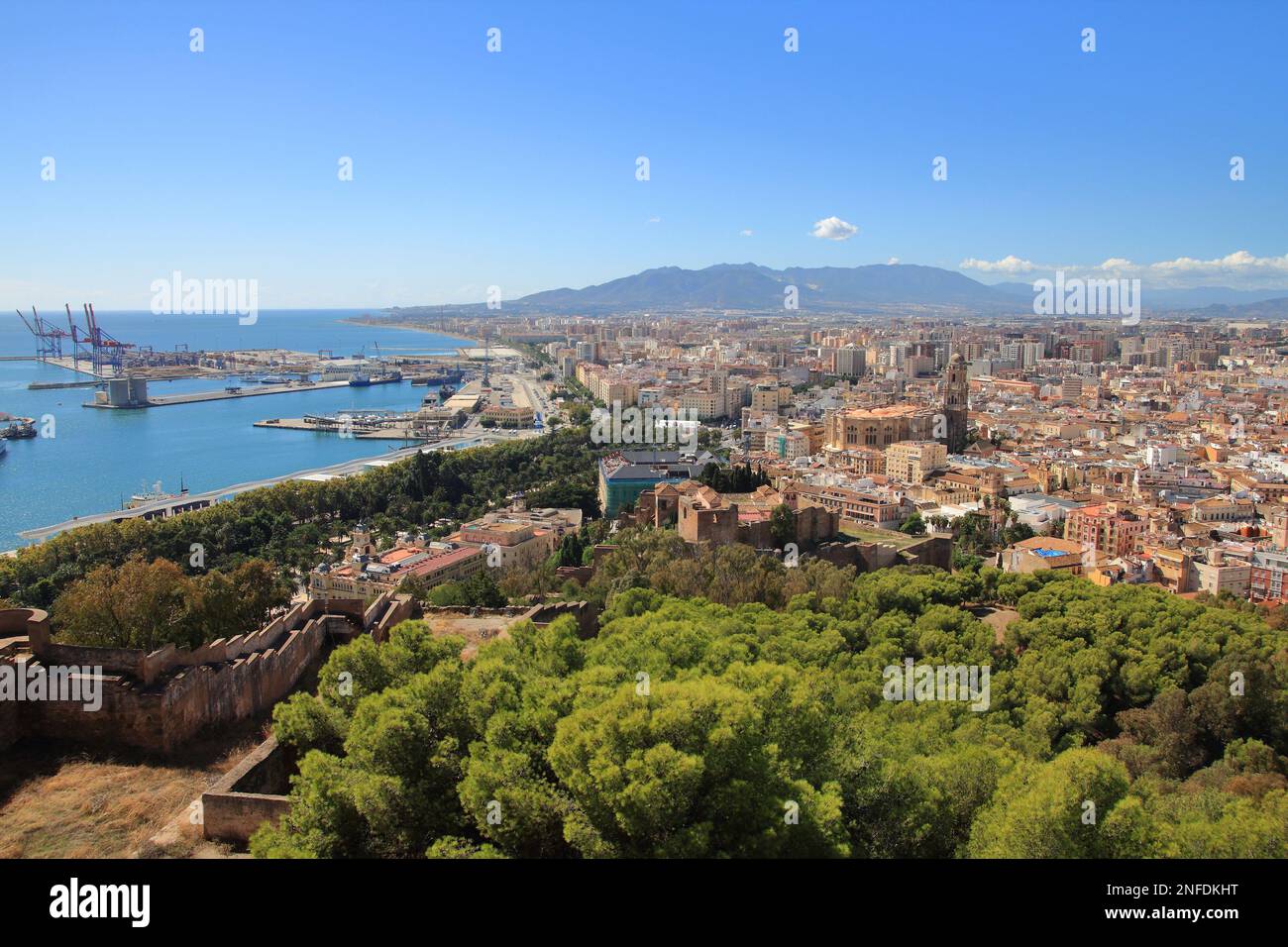 Malaga in Andalusia, Spain. Aerial view of port and the city Stock ...