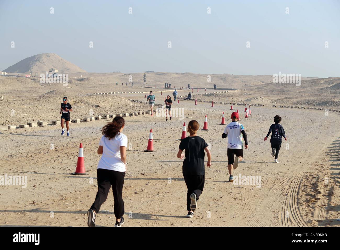 Saqqara, Egypt. 17th Feb, 2023. Runners participate in the Saqqara ...