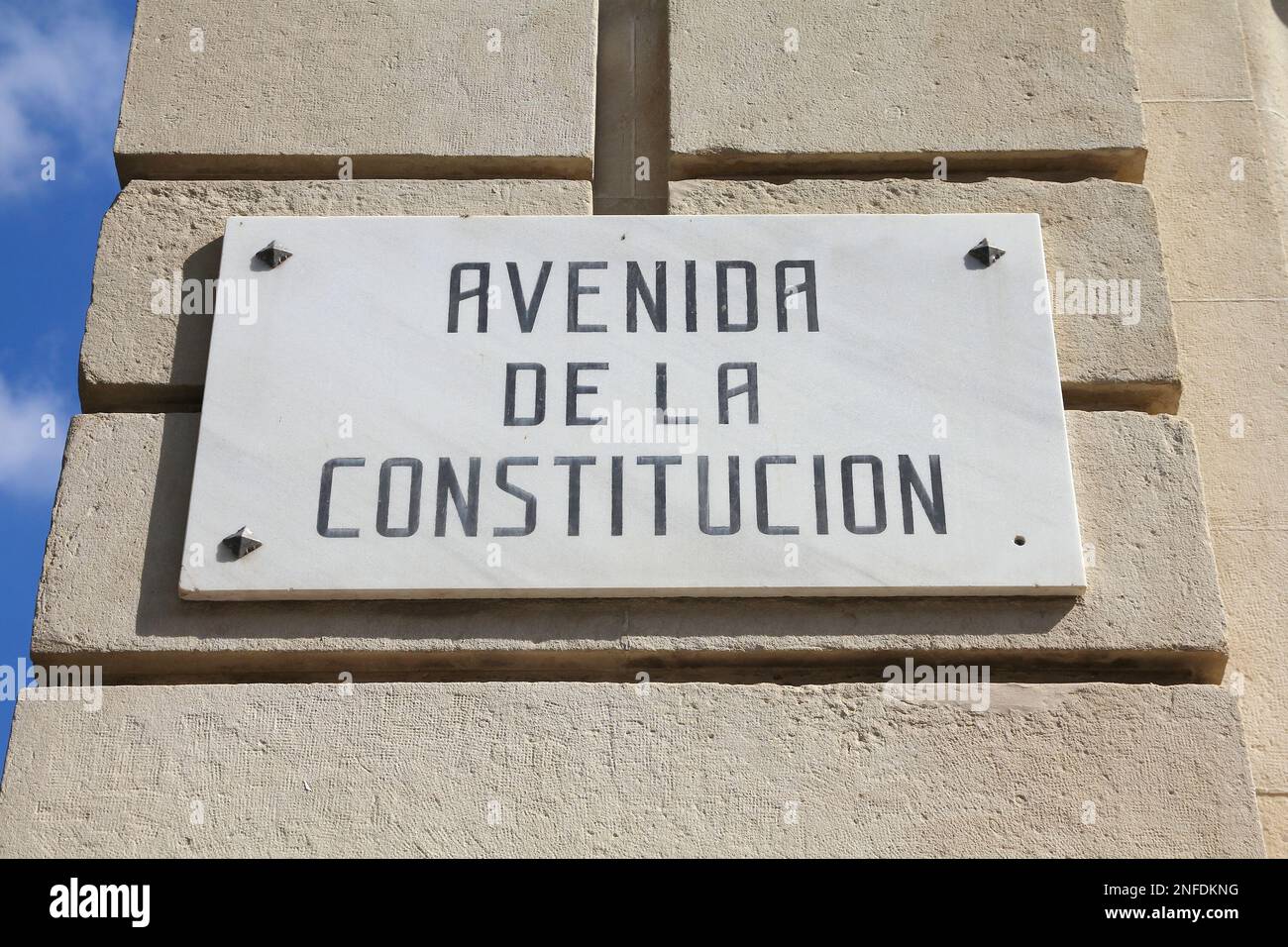 Avenida de la Constitucion (Constitution Avenue) street name sign in ...