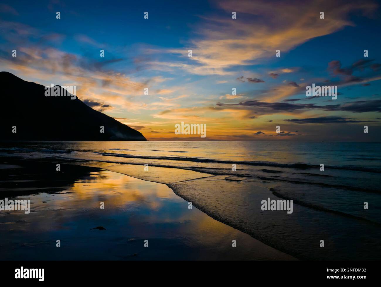 Sabang beach at sunset, Sabang, Palawan Island, Philippines Stock Photo ...