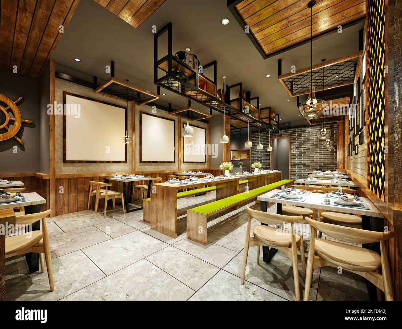 3d render of cafe restaurant Stock Photo - Alamy