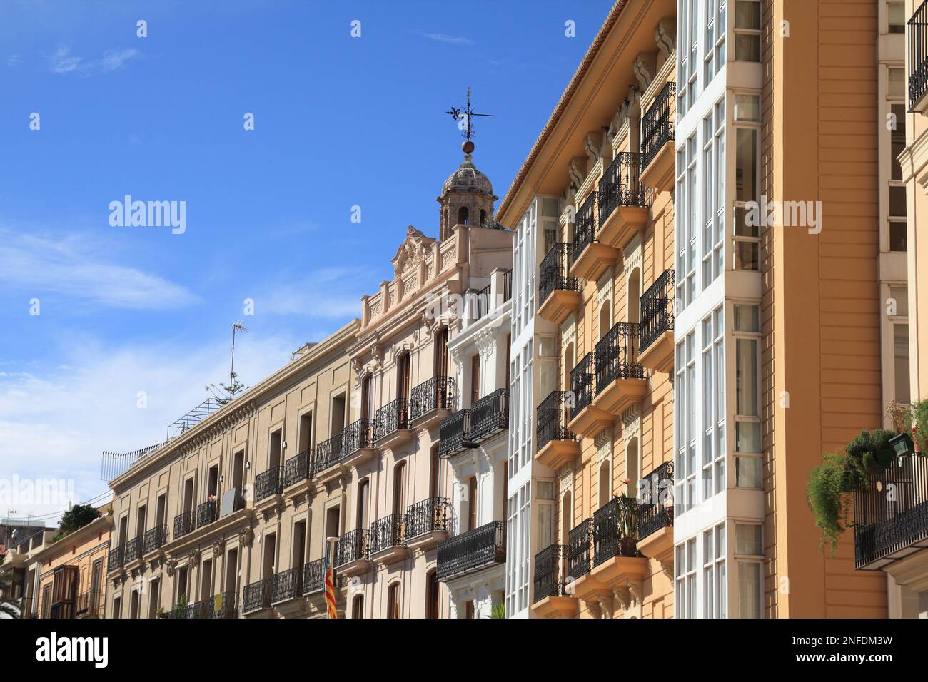 Valencia city, Spain. Street view with residential architecture Stock ...