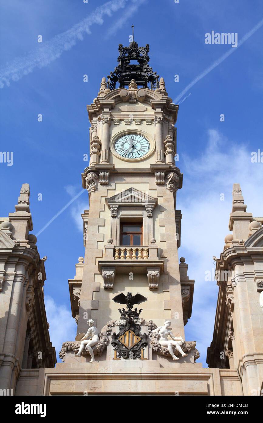Valencia city, Spain. Old architecture - Town Hall Stock Photo - Alamy