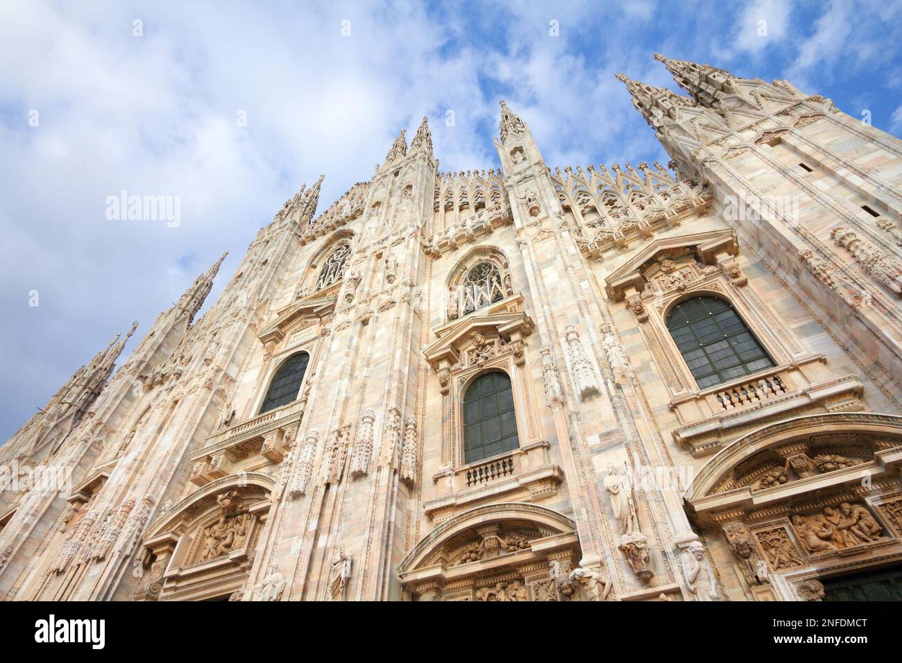 Milan Cathedral, Italy. Gothic style marble church facade. Italy ...