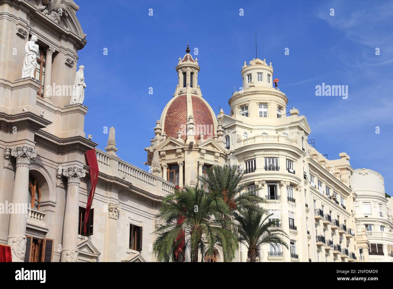 Valencia city, Spain. Old architecture - Town Hall Stock Photo - Alamy