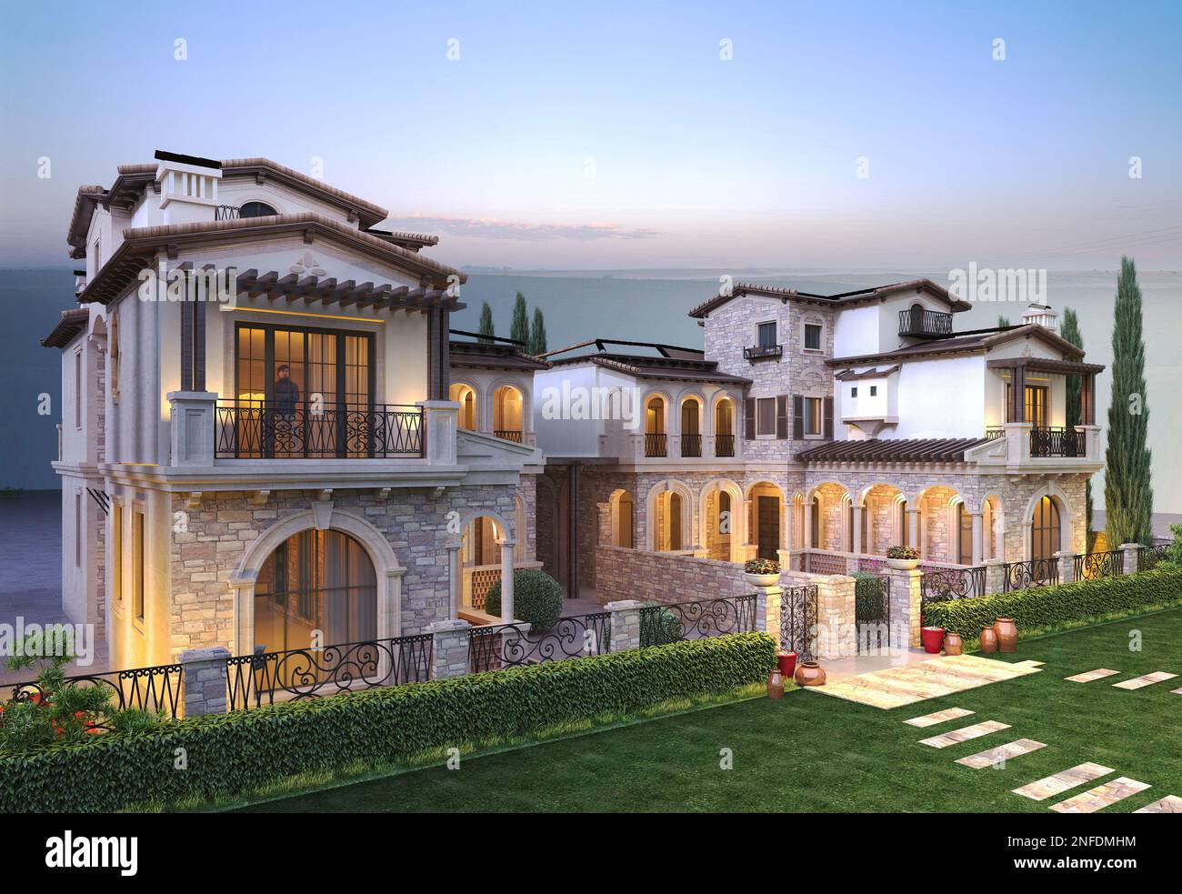 3d render luxury Villa house Stock Photo - Alamy