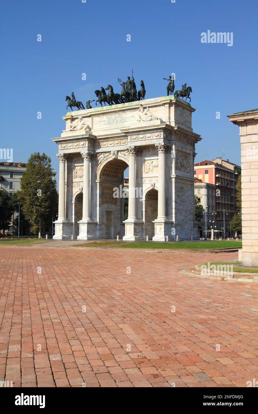 Porta Sempione, Milan - Arch of Peace. Neoclassical monument in Milan ...
