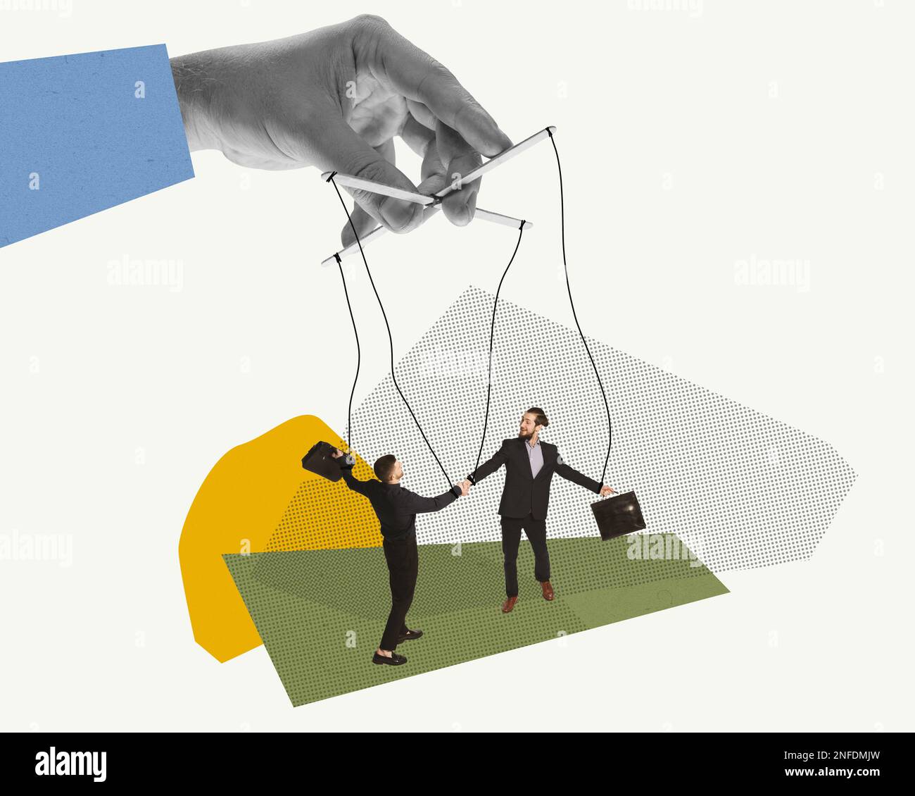 Control and manipulation over employees. Contemporary art collage ...