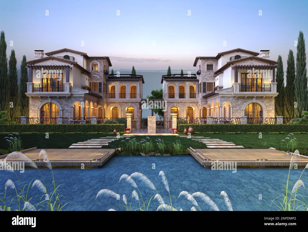 3d render luxury Villa house Stock Photo - Alamy