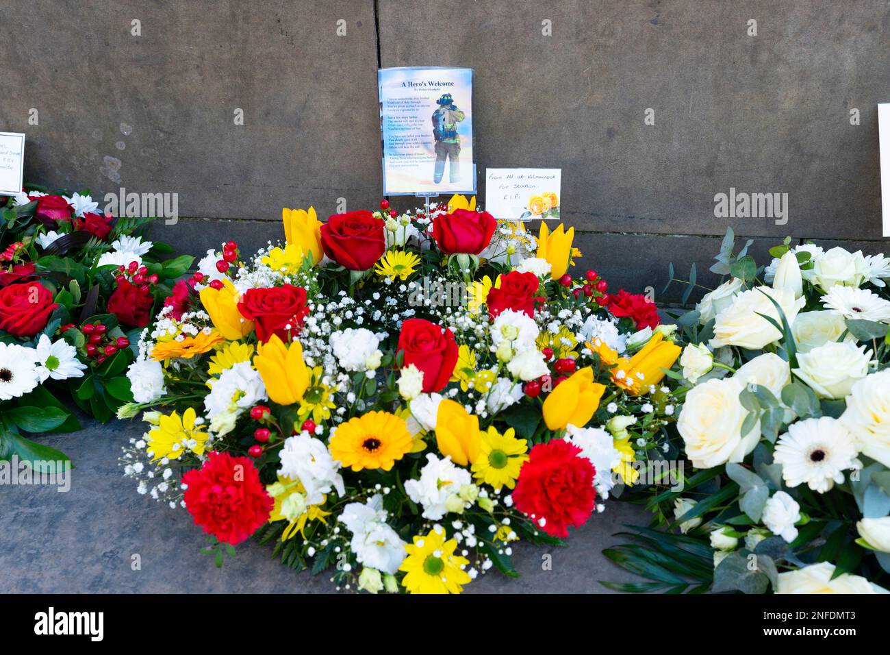 Edinburgh, Scotland, UK. 17 February 2023. Funeral of firefighter Barry ...