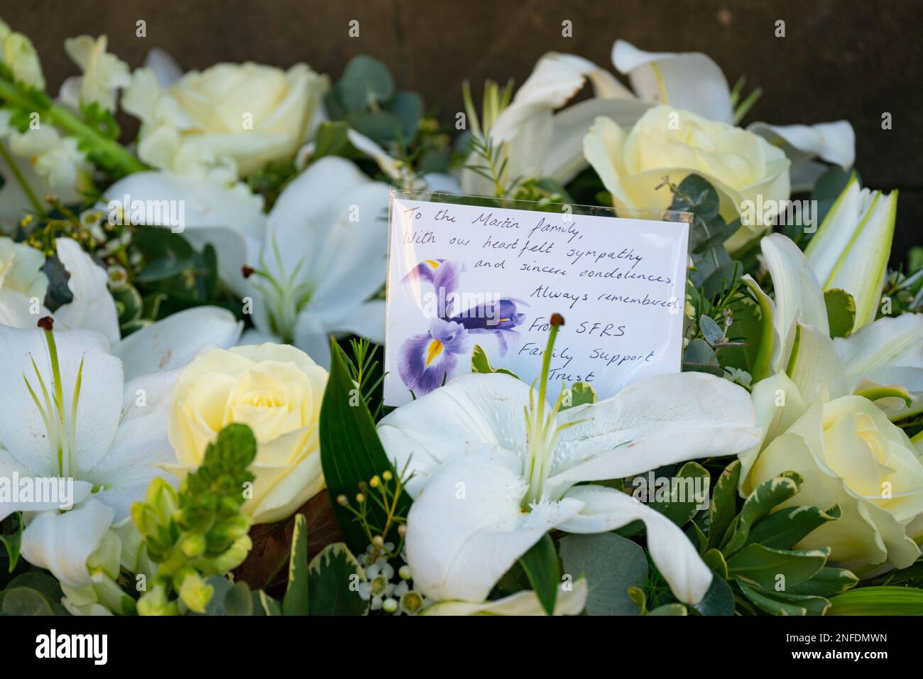 Edinburgh, Scotland, UK. 17 February 2023. Funeral of firefighter Barry ...